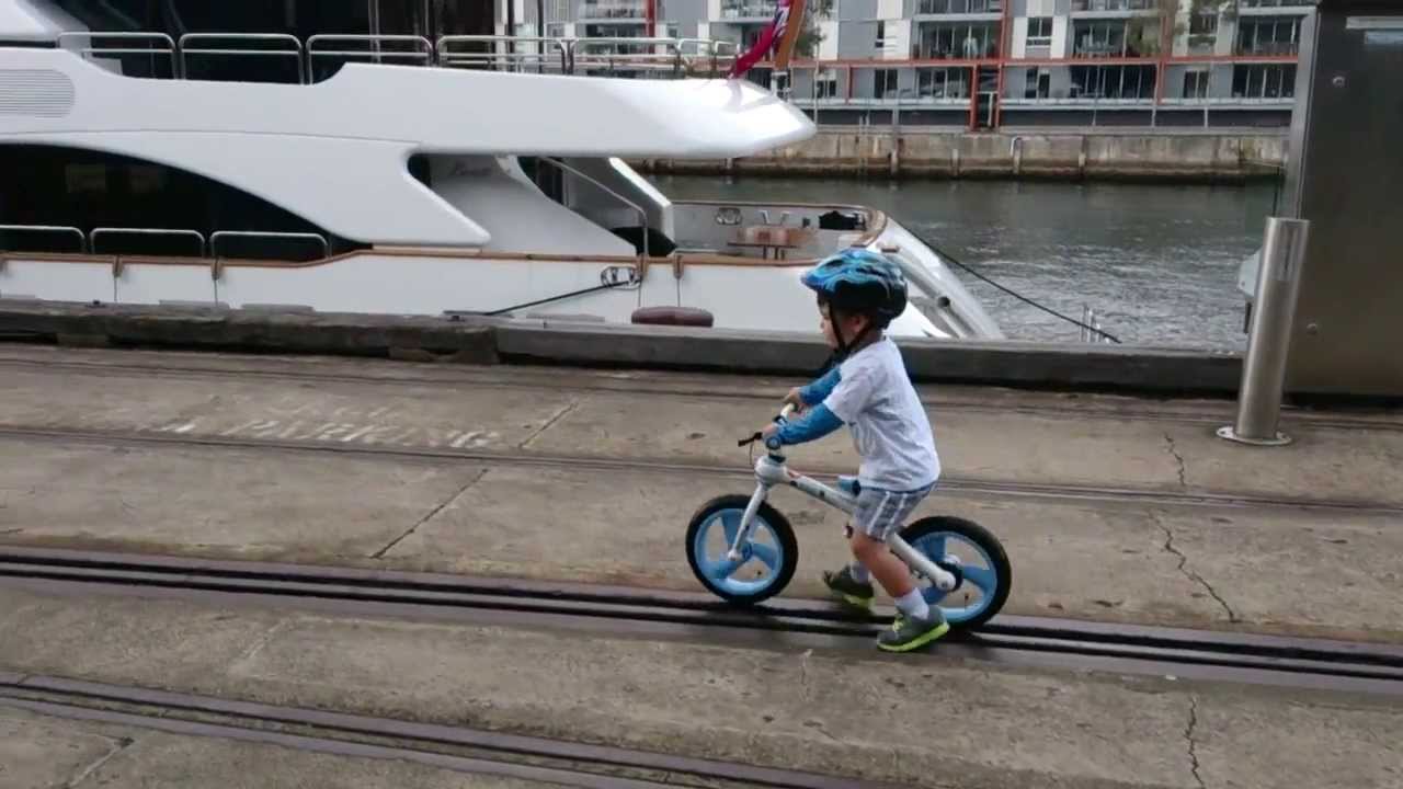 Pok riding with Dad on his JD Bug balance bike - YouTube