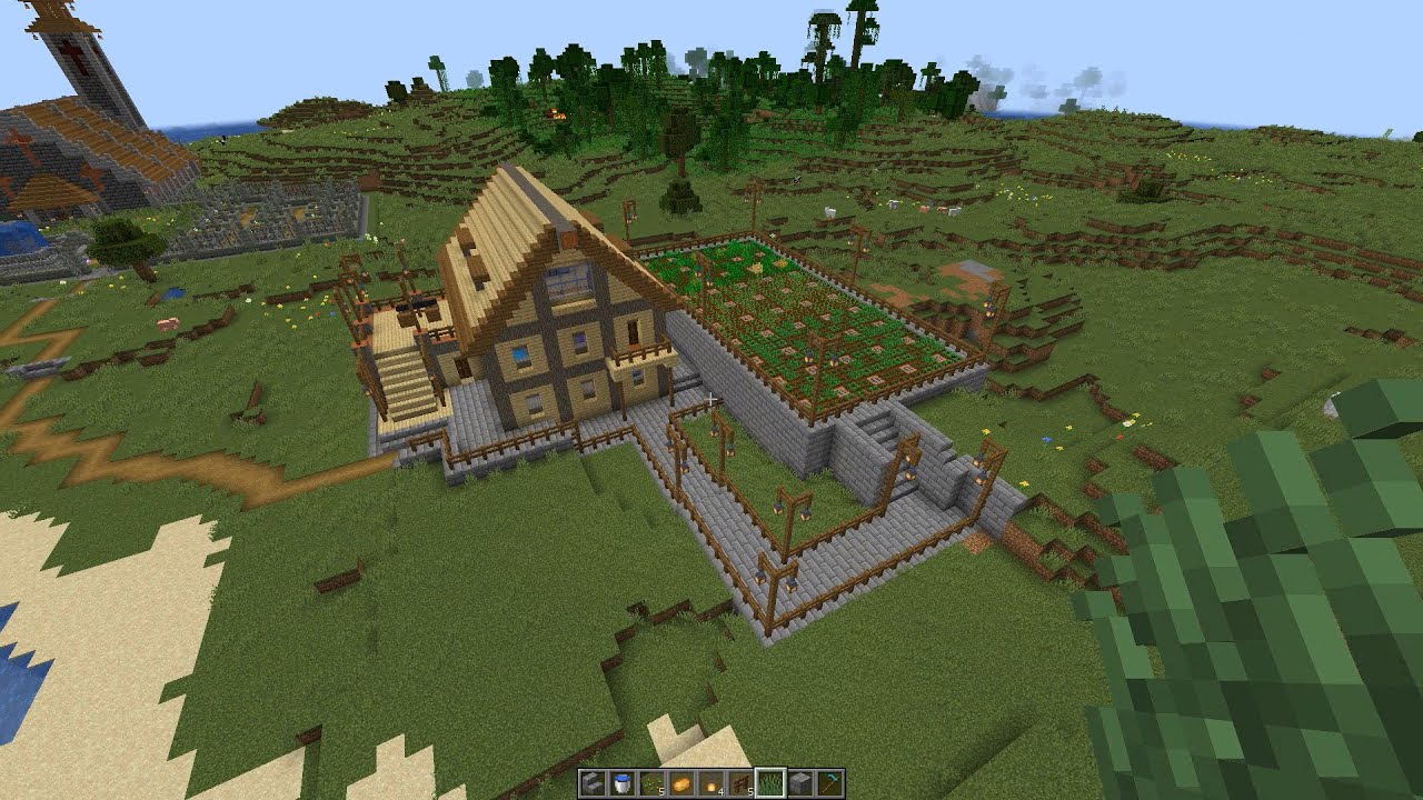 Building of yard and garden for house 1 in Minecraft 1.19.2 - YouTube