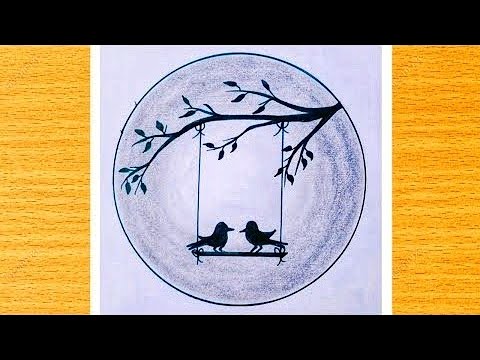 Circle drawing-love birds drawing in circle।। Step by step drawing ...