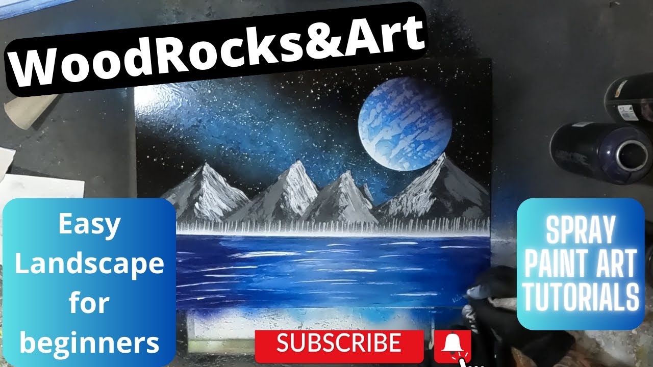 How to spray paint art : Easy landscape tutorial for beginners - YouTube
