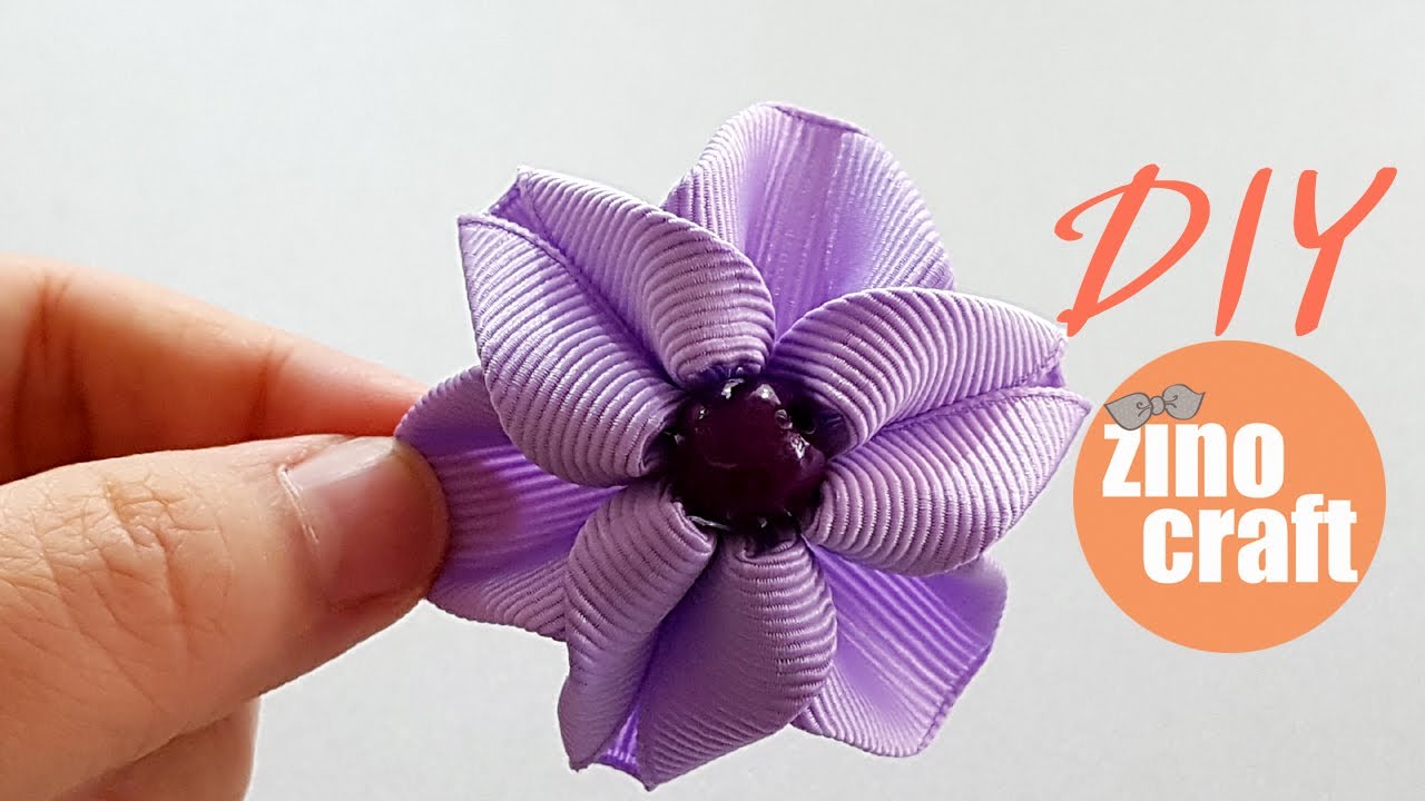 How to make ribbon flower/Ribbon easy making Tutorial/Ribbon flower ...