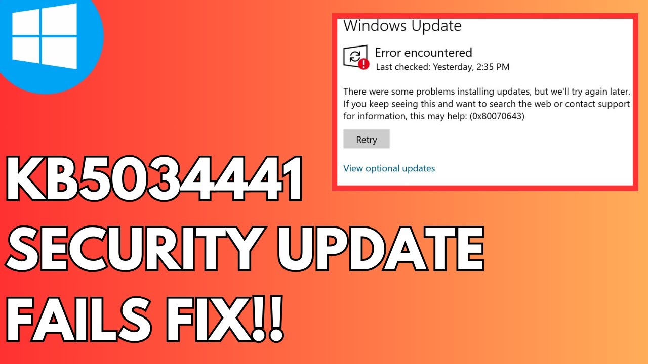 Windows 10 kb5034441 Security Update Fails FIX 2024 - YouTube