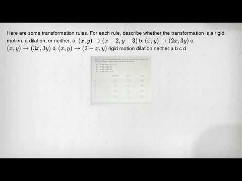 Here are some transformation rules. For each rule, describe whether the transformation is a ...