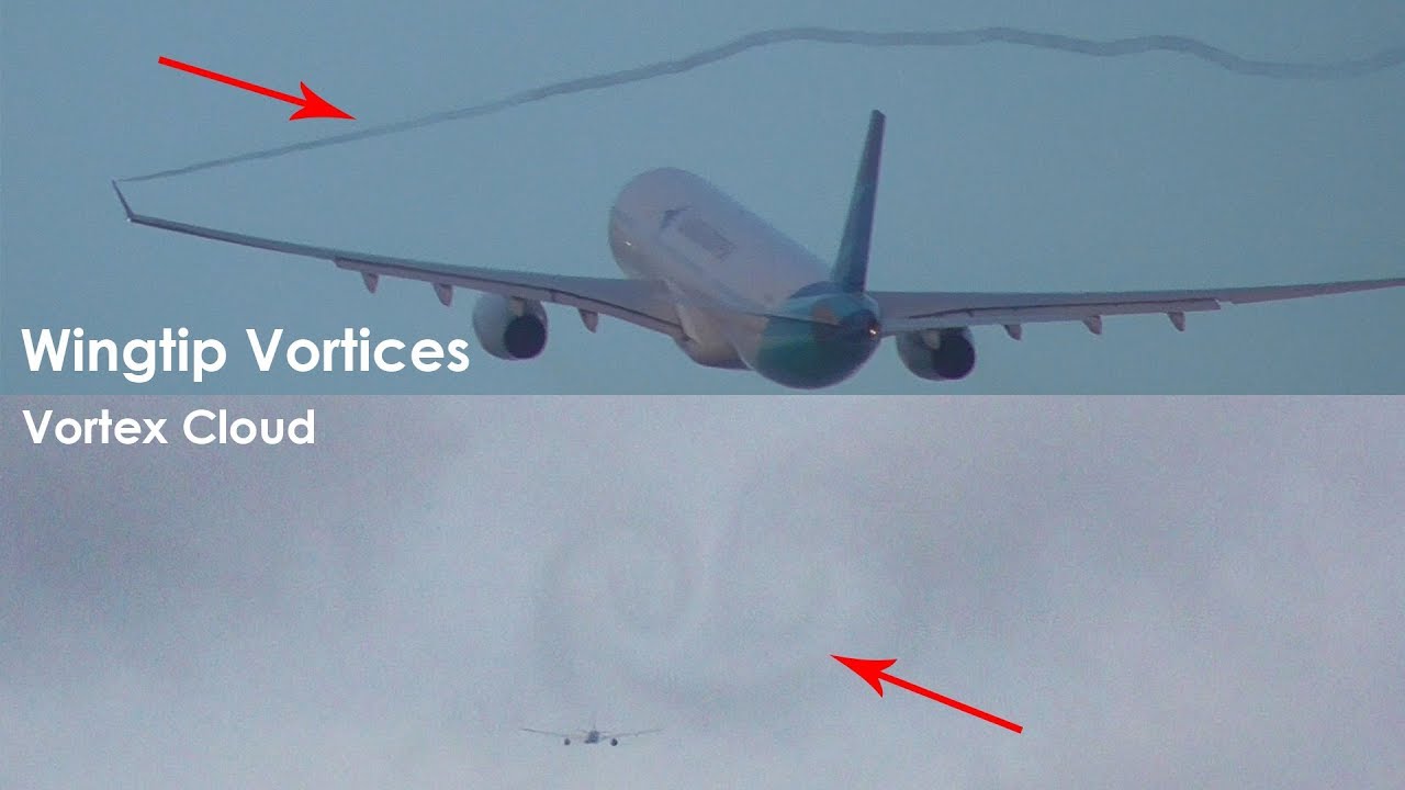 WINGTIP VORTICES Moment Airbus A330 Eva Air & Garuda Indonesia at Bali ...