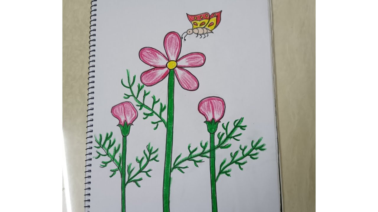 Simple Flowers Drowing ll Easy Flowers Drowing.. - YouTube