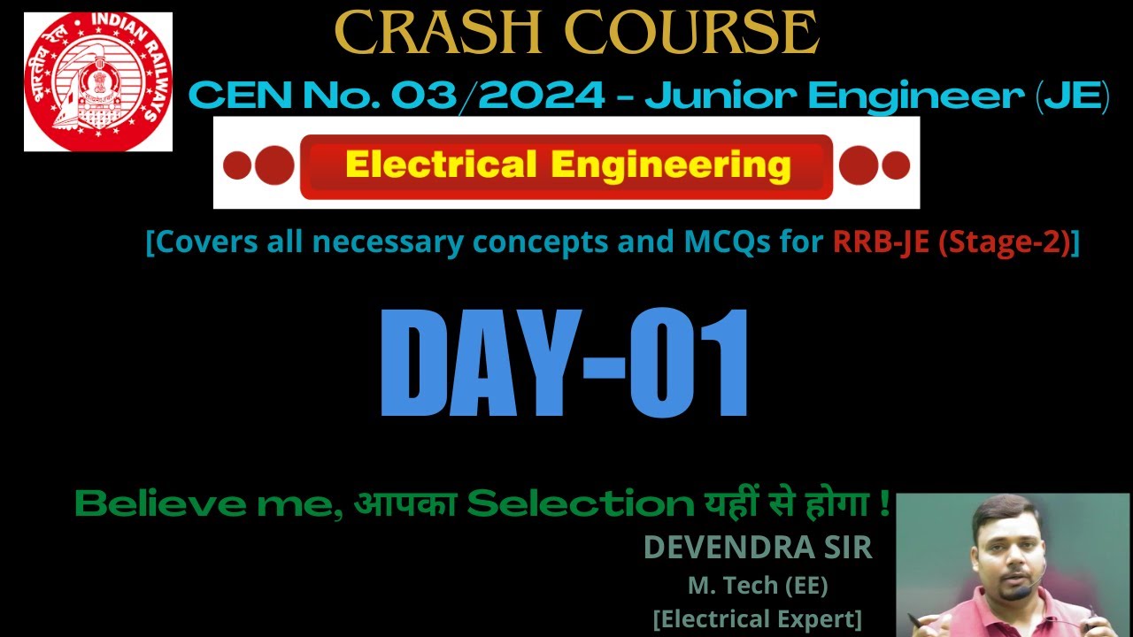 Day-01 | RRB-JE (Stage-2) | Electrical | Basic Concepts पूरा एक क्लास में . By DEVENDRA Sir ...