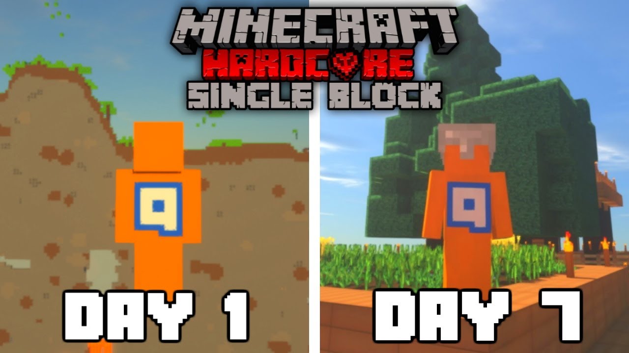 I Survived One Week Of Minecraft In A One Block Wide World - YouTube
