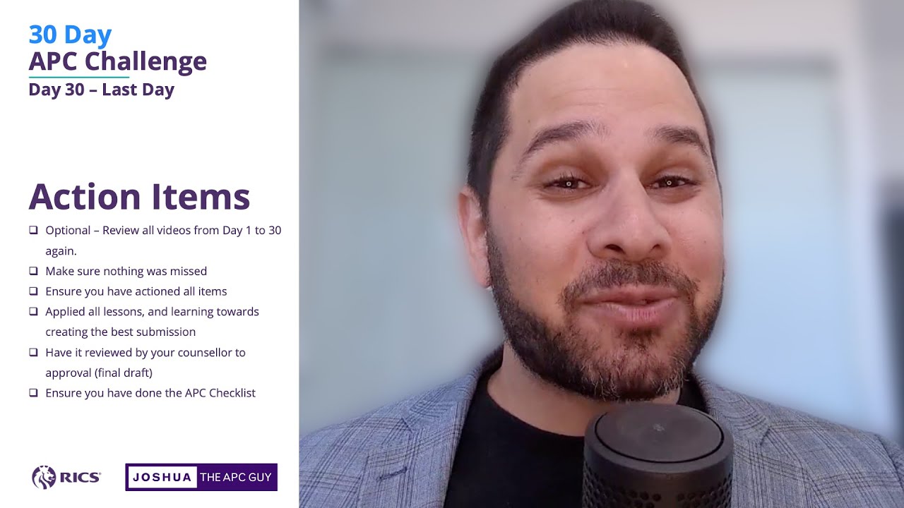 RICS 30 Day APC Challenge - Day 30 Final Review APC Checklist - YouTube