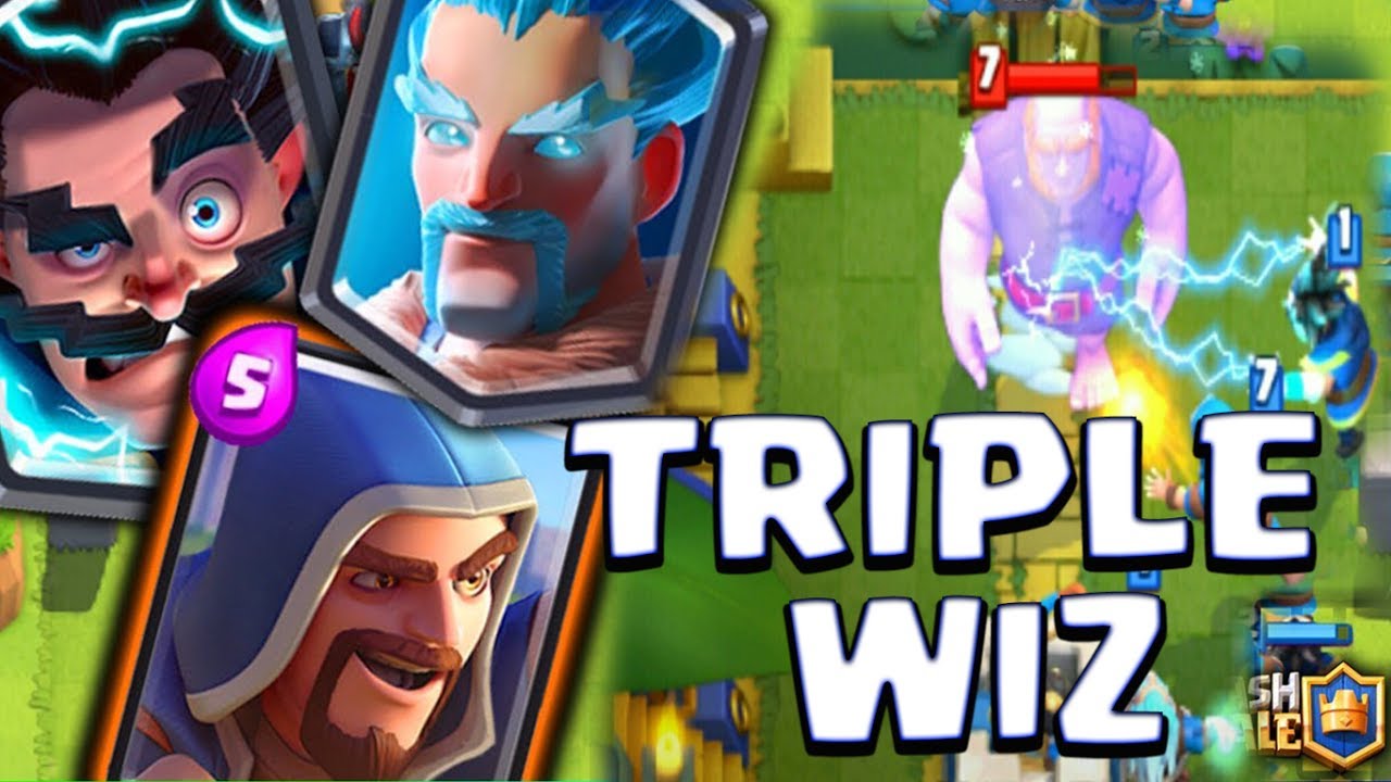CLASH ROYALE GIANT SKELETON ELECTRO WIZARD, WIZARD & ICE WIZARD LEGENDARY DECK | TRIPLE WIZARD ...