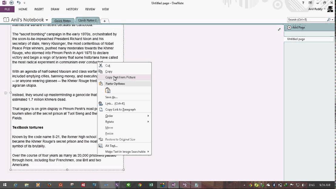 #2 How to extract Text present on image ( OCR ) OneNote 2013 - YouTube