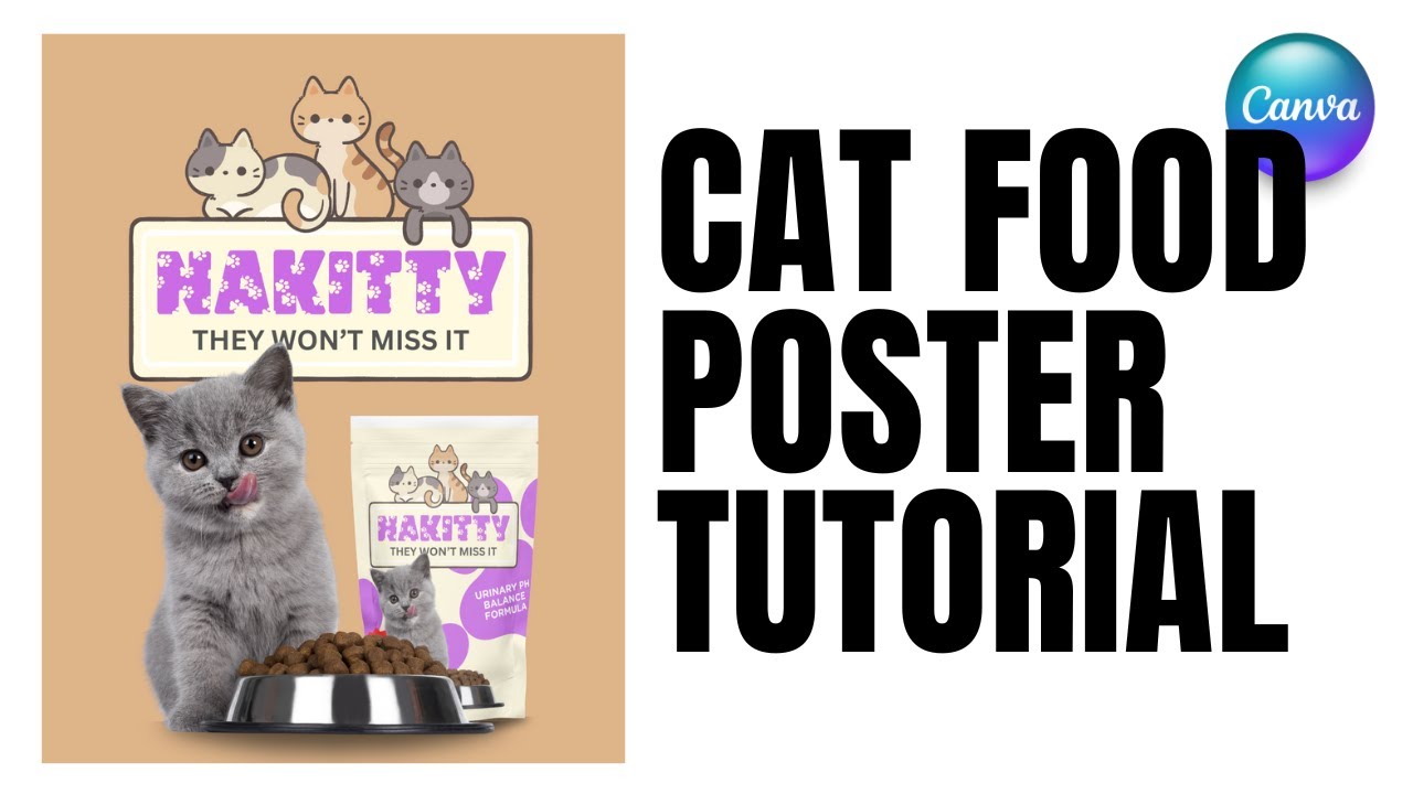 Canva Tutorial Poster Design: Cat Food promotion flyer - YouTube