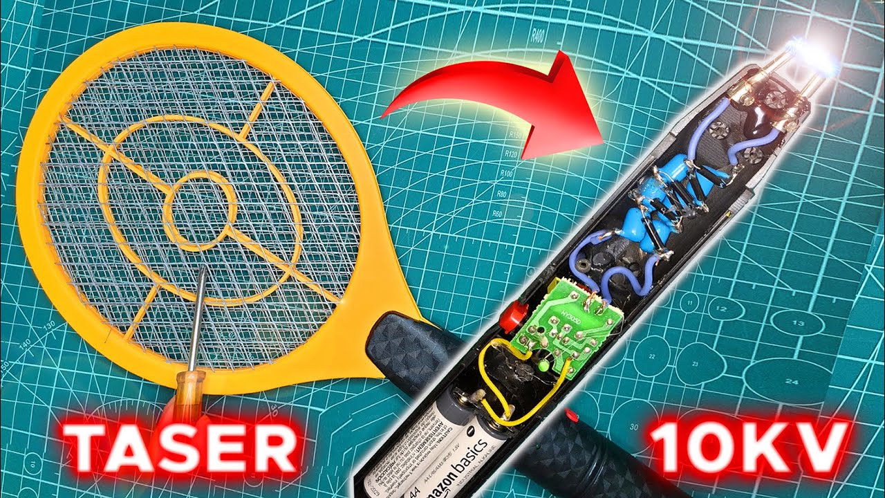 ⚡Como hacer un TASER POTENTE con una RAQUETA eléctrica⚡ INVENTO ...