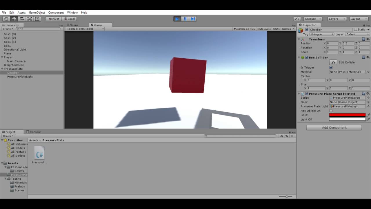 Unity Portal Esque Weighted Pressure Plate Demo - YouTube
