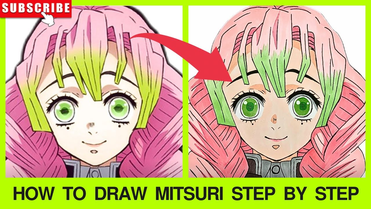 How to draw kanroji mitsuri from demon slayer step by step tutorial ...