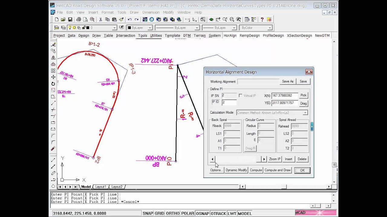 Advanced Horizontal Curve Design By HintCAD - YouTube