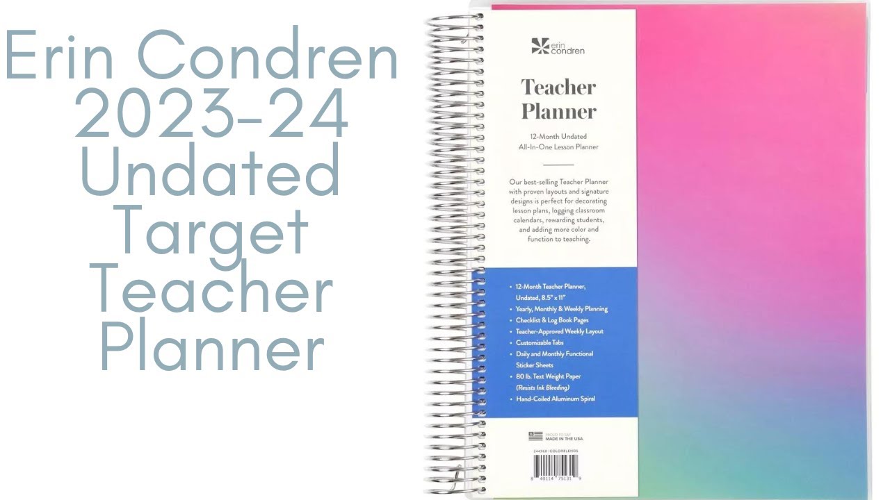Erin Condren 2023-24 Target Undated Teacher Planner - YouTube