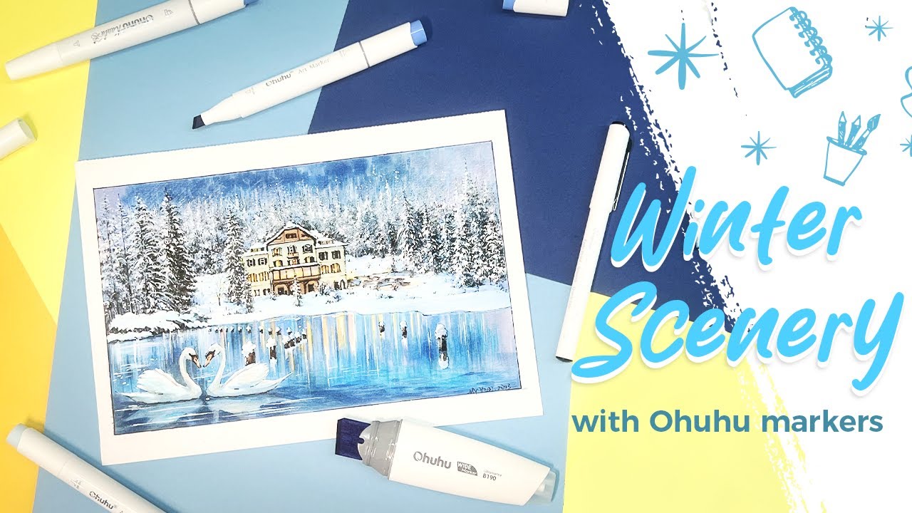 ️ Drawing Snow Scenery with Ohuhu Markers - YouTube