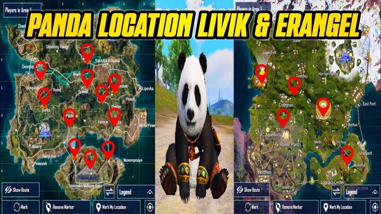 PANDA LOCATION IN BGMI PANDA LOCATION IN LIVIK & ERANGEL - YouTube