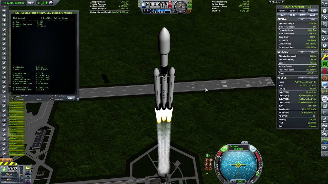 KSP KOS (code new version) SpaceX Falcon Heavy - YouTube