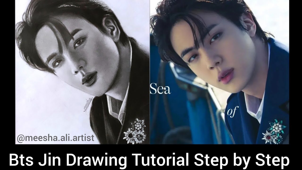 How To Draw Bts Jin Step by step Easy Drawing tutorial || 김석진 그림 그리기 ...