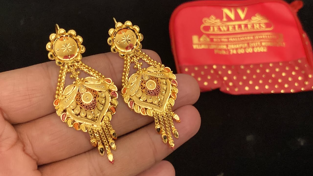 Beautiful Necklace Earrings Gold || Upper Earrings Design Gold With ...