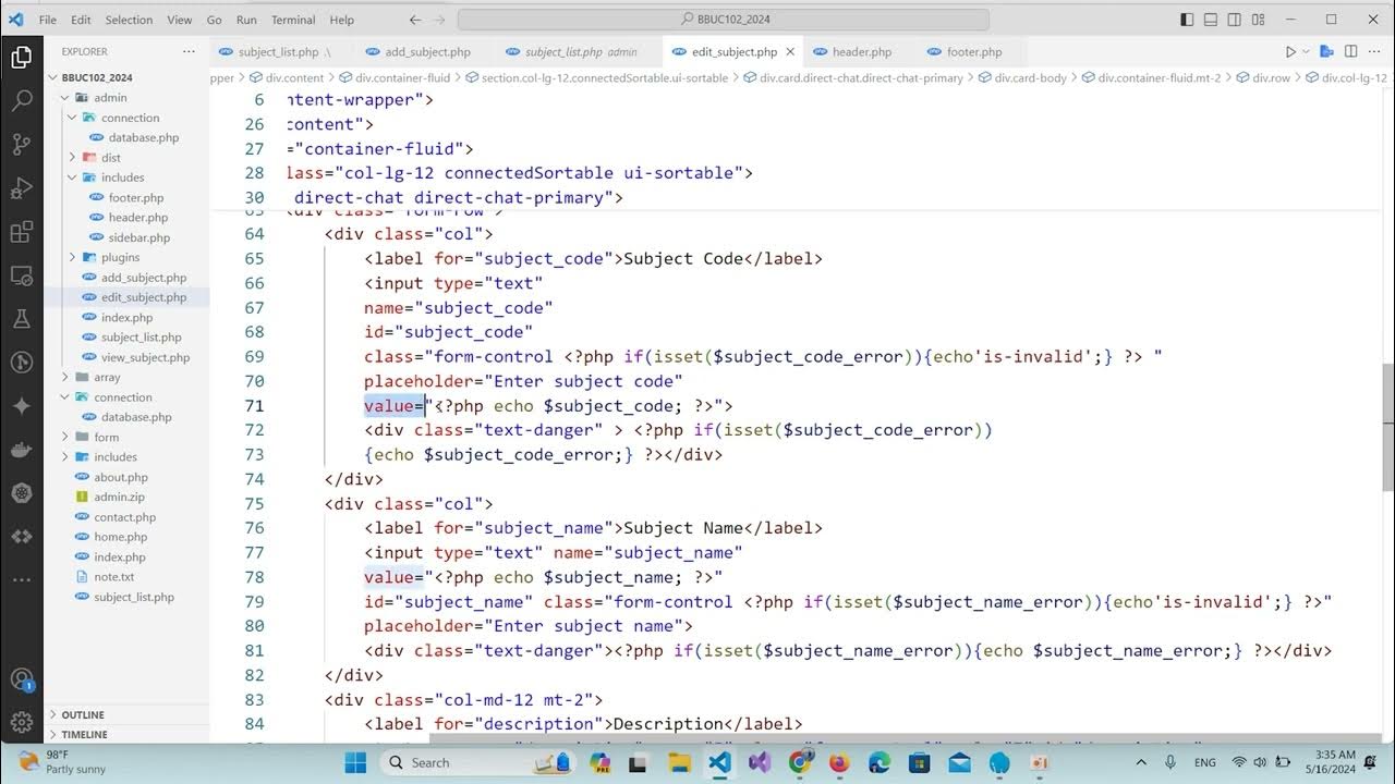 RoomC102 | Web Application | PHP and MySQL Server update data and check form validations - YouTube