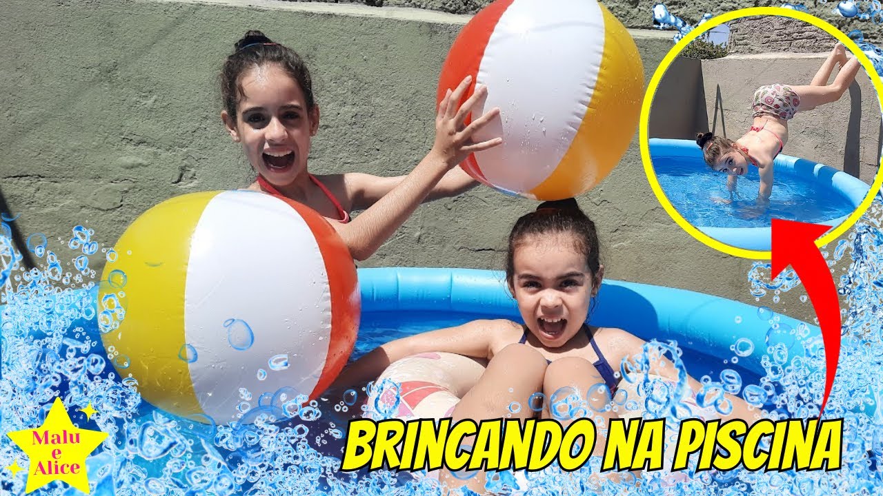 BRINCANDO NA PISCINA E FAZENDO BAGUNÇA NA PISCINA | Malu e Alice - YouTube