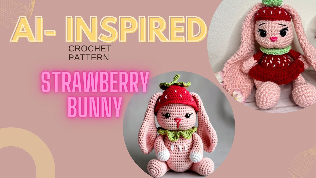 Free crochet strawberry bunny tutorial/Part 1/inspired by AI - YouTube