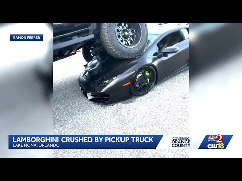 Lamborghini crushed by pickup truck in Lake Nona