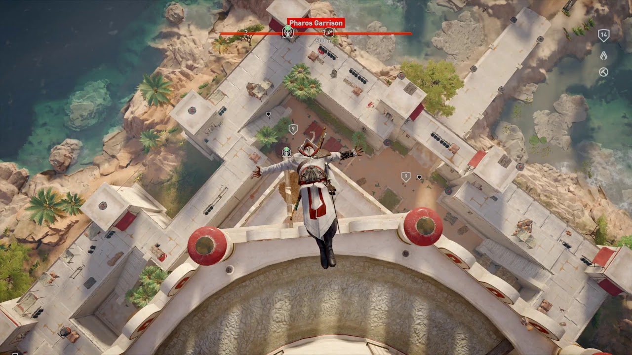 Assassin's Creed Origins backwards leap of faith Pharos Garrison - YouTube