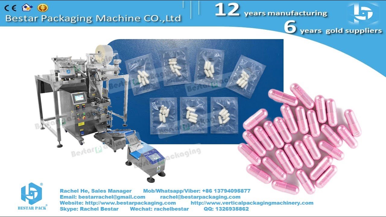 Capsules counting packaging machine for four side sealing sachet - YouTube
