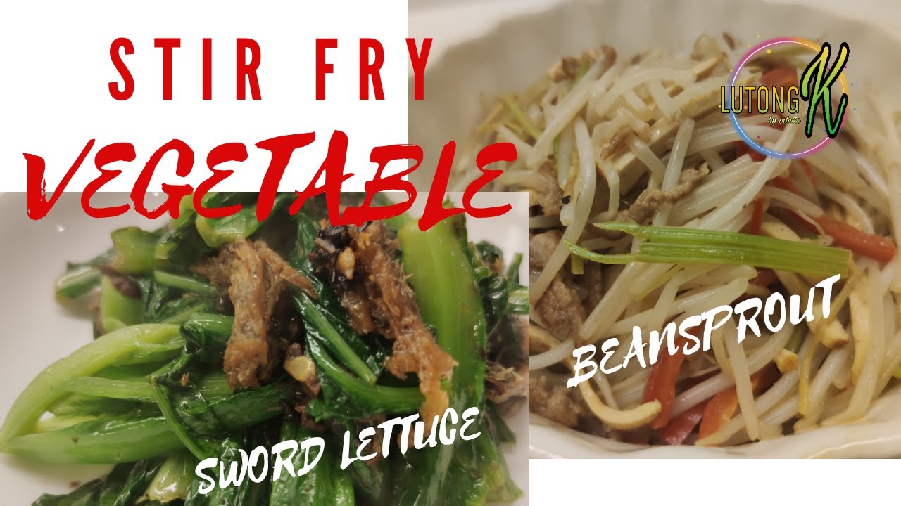 CHINESE STIR FRY VEG : CHINESE SWORD LETTUCE & BEAN SPROUT - YouTube