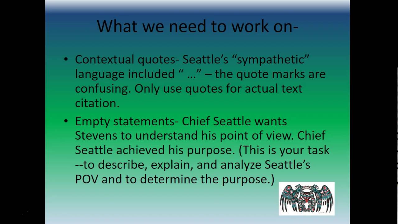 Chief Seattle Rhet Analysis Feedback - YouTube