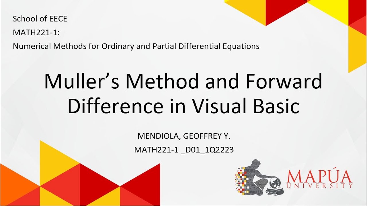 Muller's Method and Forward Differentiation in Visual Basic - YouTube