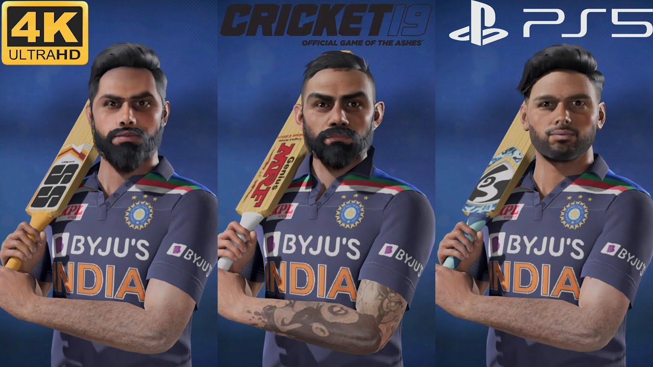 Cricket 19 PS5 Indian Team Player Faces 4K HDR - YouTube
