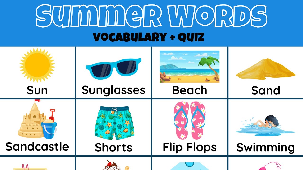 Summer Vocabulary and Quiz for Kids - YouTube