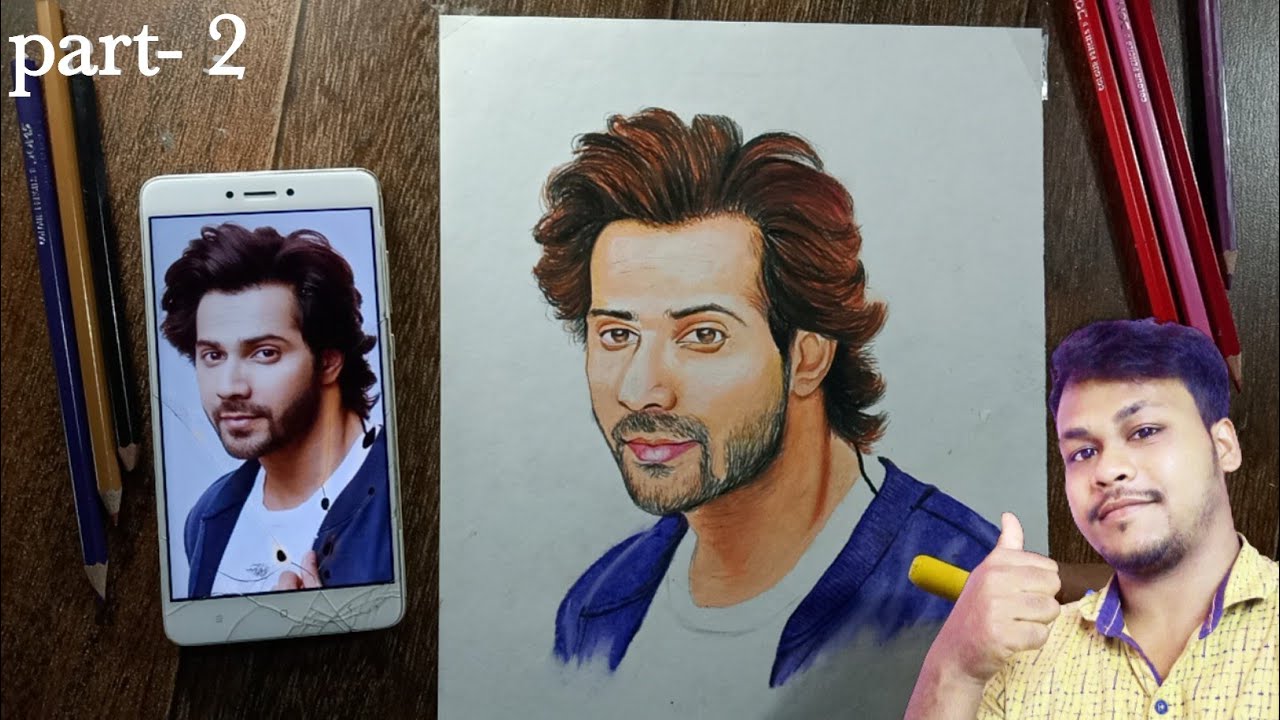 How to draw Varun dhawan face drawing with oil pastels / oil pastel ...