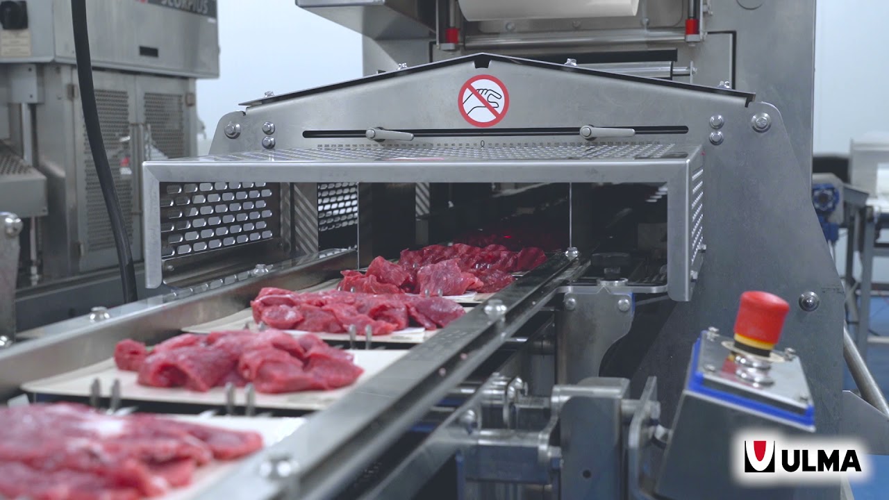 Steak packaging in traysealing with LeafSkin™ system and flat cardboard ...