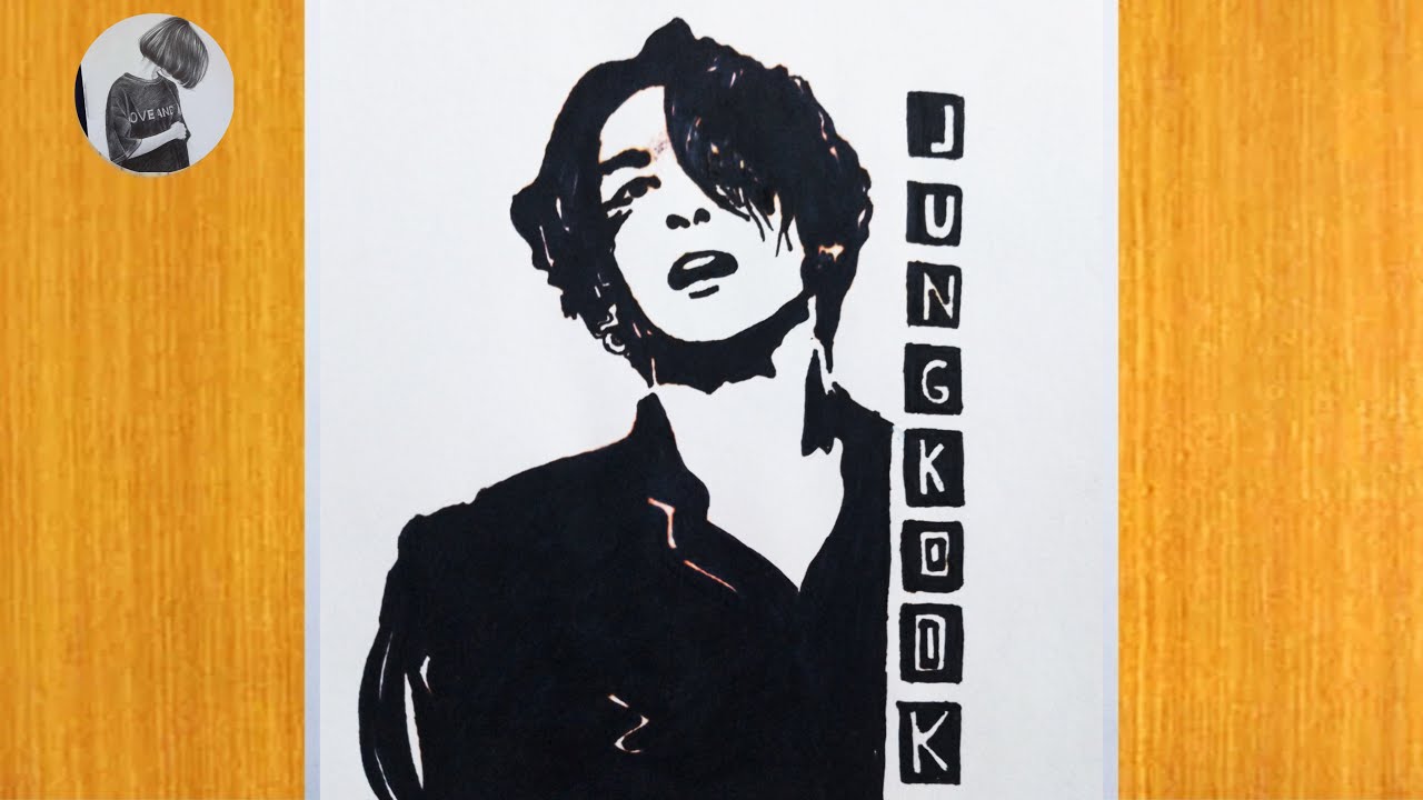 How to draw Jungkook || Stencil art || BTS Drawing Tutorial - YouTube