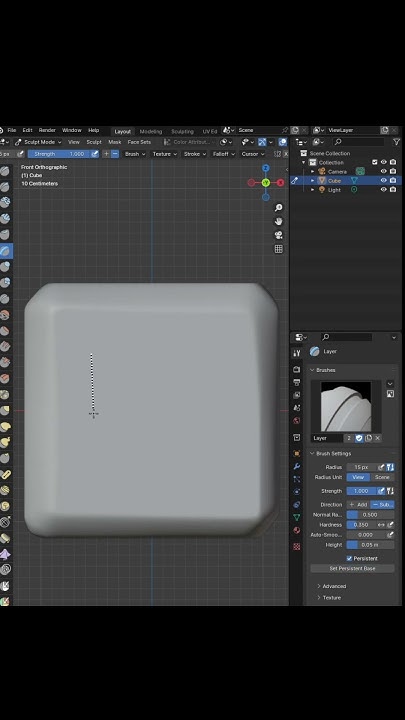 Draw straight lines in sculpt in Blender #blenderustad - YouTube