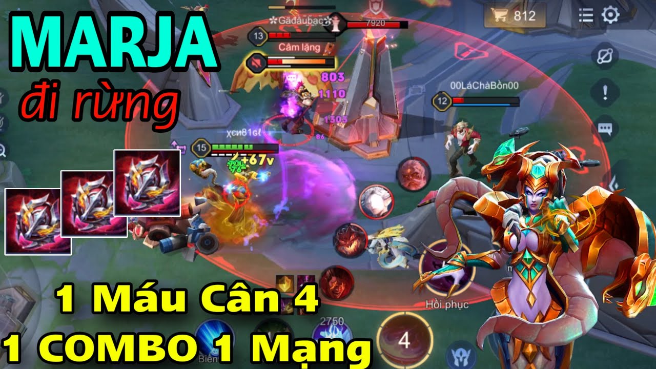 Marja Liên Quân Đi Rừng 1 Máu Cân 4 - 1 COMBO 1 Mạng Khi || Đồ và Ngọc ...