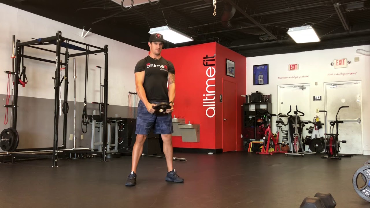 Plate Squat + Front Raise & Twist - YouTube