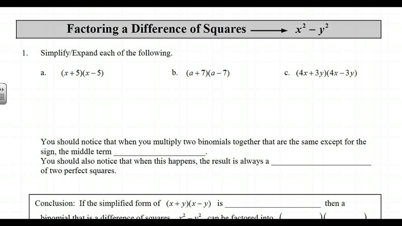 Perfect Square Trinomials and Difference of Squares - YouTube