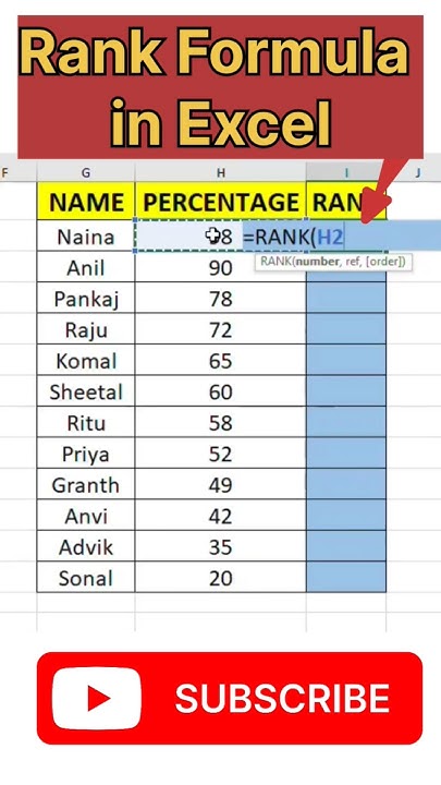 RANK Formula in Excel#Excel RANK Formula#RANK Function#excel#excelformula#exceltutorial#shorts# ...