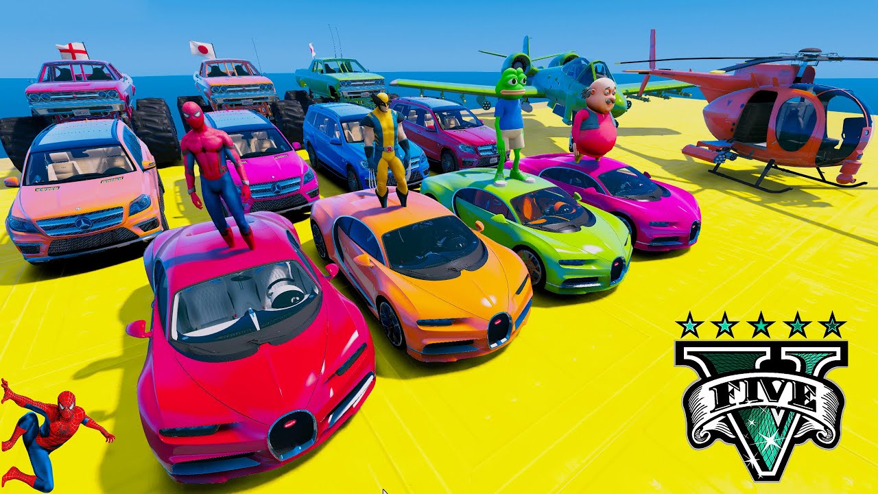 GTA V New Crazy Racing Challenge on Bugatti, Jeeps and Monster Trucks ...