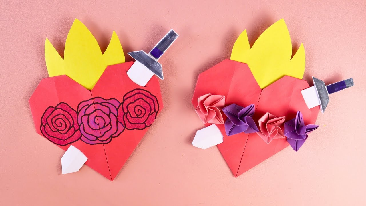 How to Make an Origami Immaculate Heart of Mary - Catholic Craft - YouTube