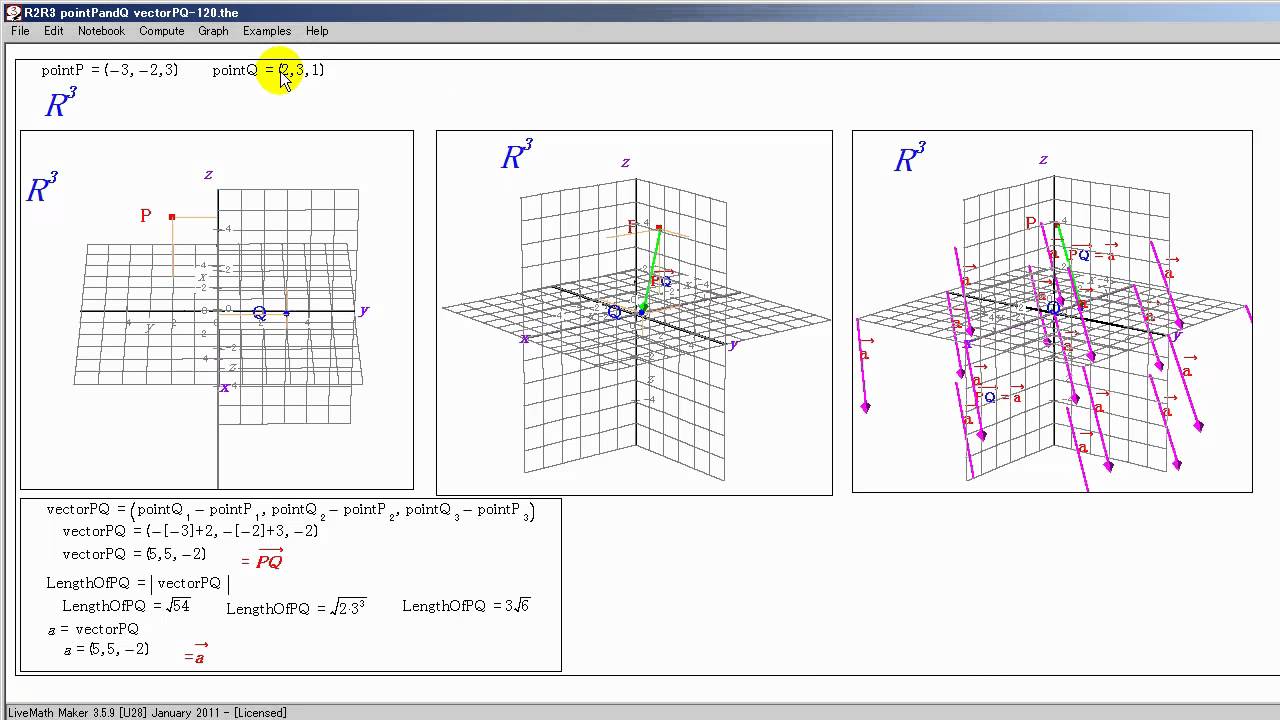 R3 two points P and Q, vector PQ - YouTube