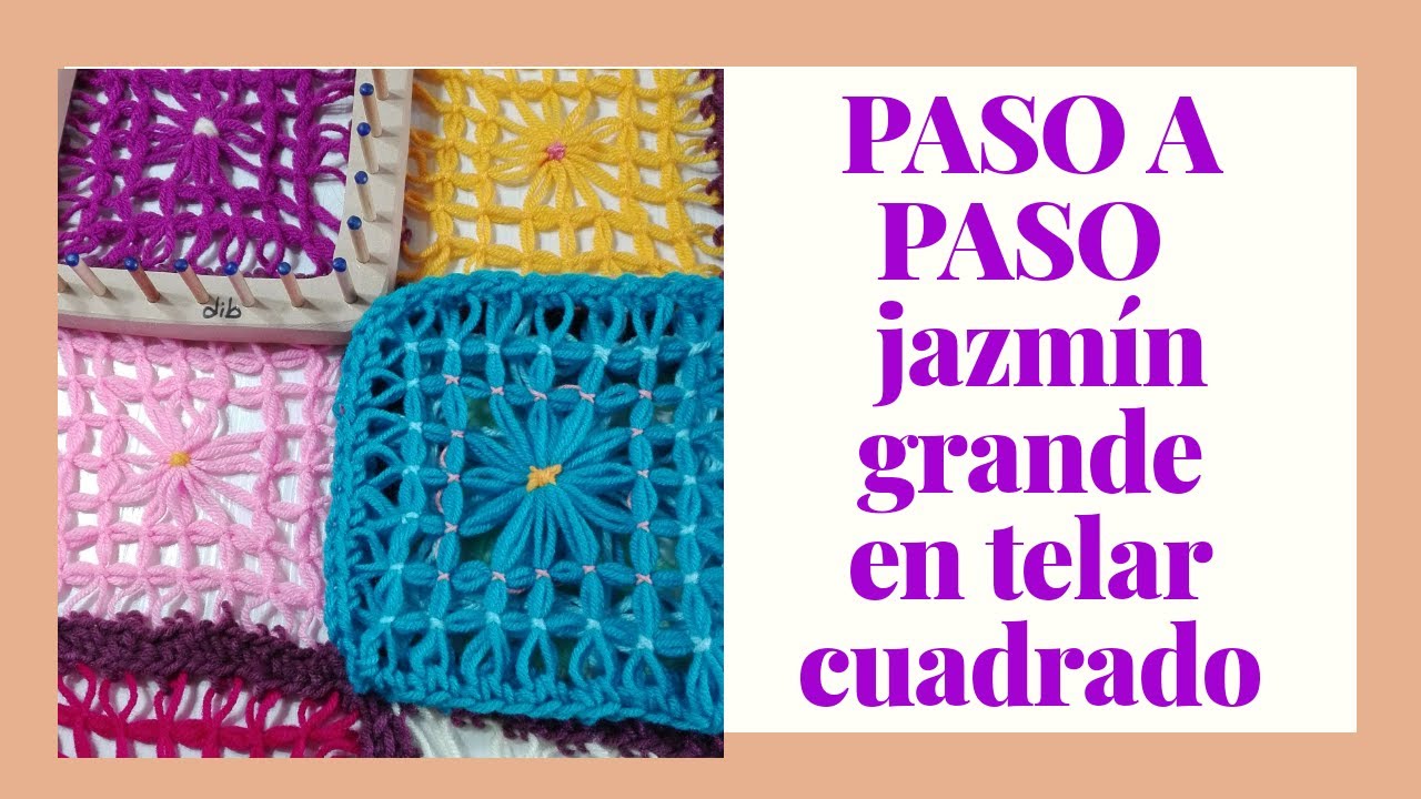 Como tejer telar cuadrado variante punto jazmin PASO A PASO! en 20 minutos tejes un cuadrado ...