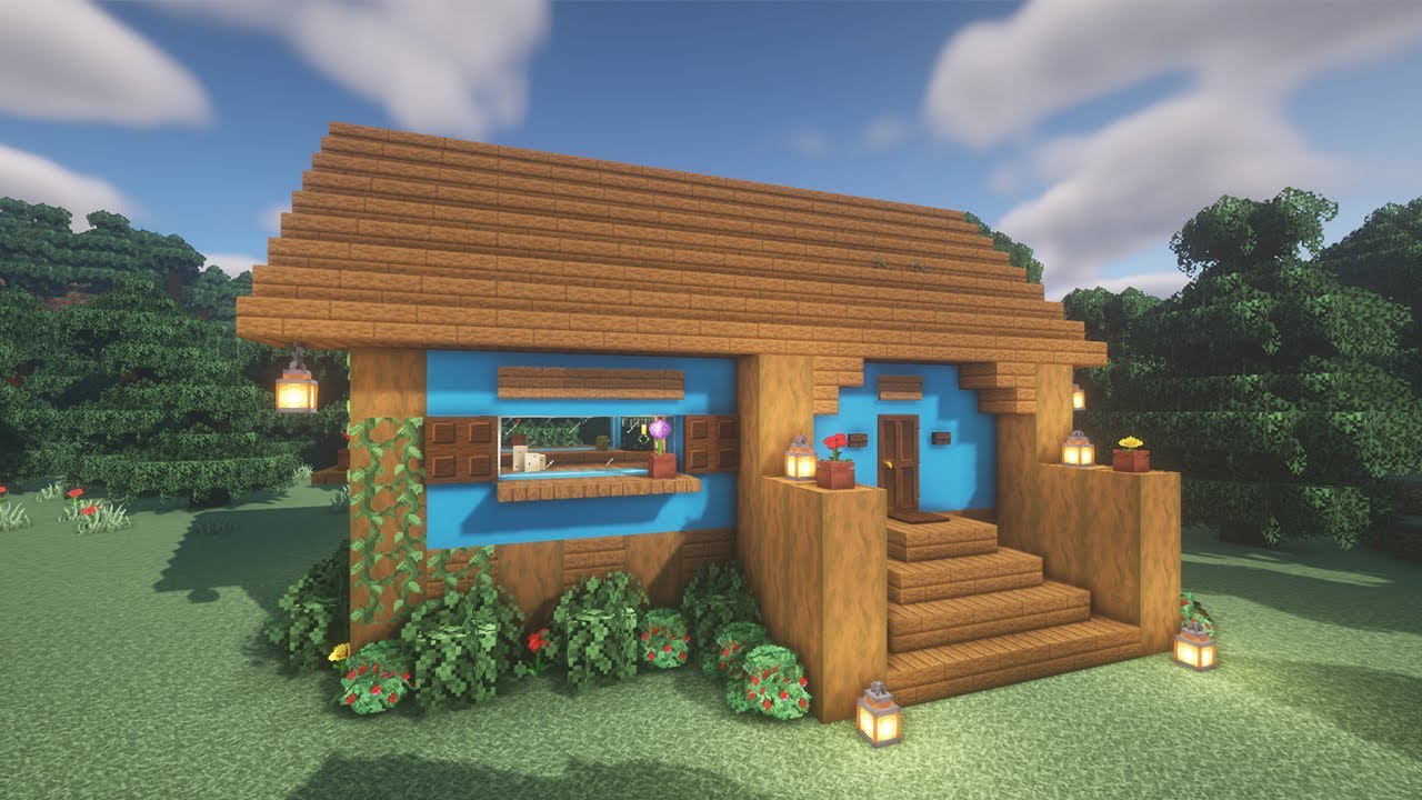 Minecraft | How to Build a Winter Blue Concrete House - YouTube