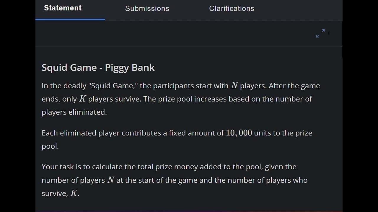 A. Squid Game - Piggy Bank solution code Codechef Starters 171 #codechefsolution - YouTube